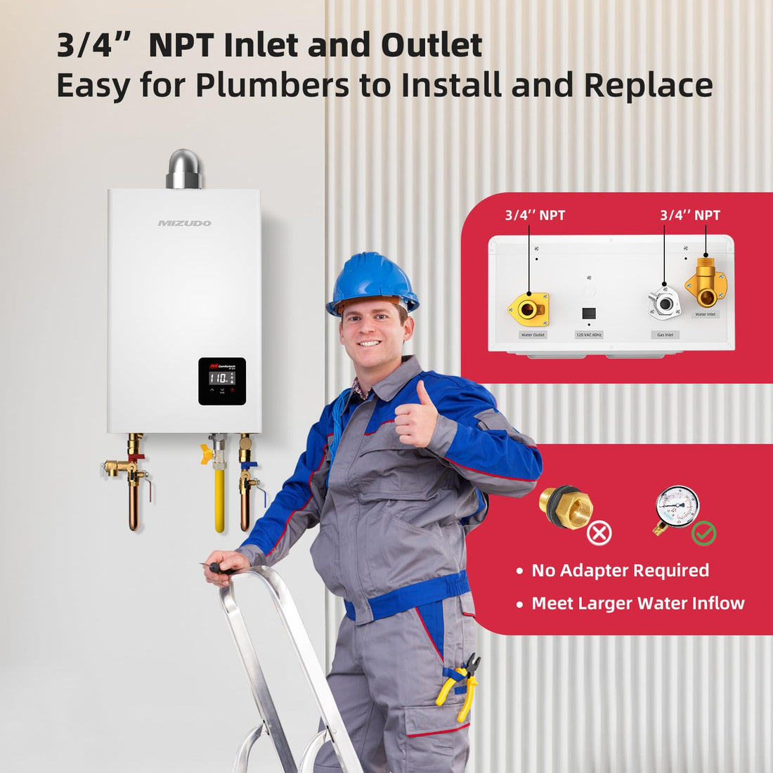 Indoor Natural Gas&Propane Tankless Water Heater, 4.1 GPM, 80,000 BTU ...